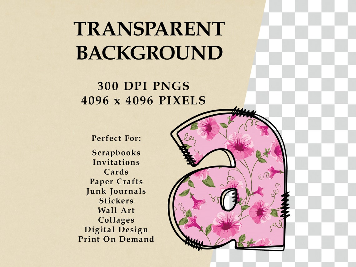 Pink Flowers Alphabet Doodle Letters Colorful Pink Flowers Font ...