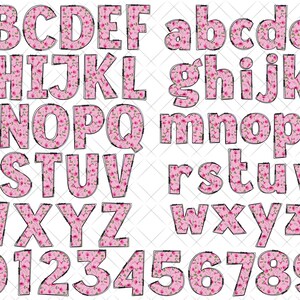 Pink Flowers Alphabet Doodle Letters | Colorful Pink Flowers Font ...
