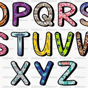 Nurse Alphabet Bundle | Colorful Nursing Life Font | Nurse PNG Letters ...