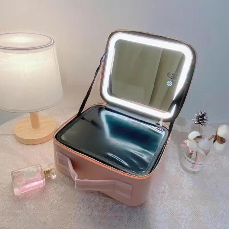 LED Cosmetic Makeup Bag, Leather Toiletry Bag, Vegan Bag for Bridesmaid ...