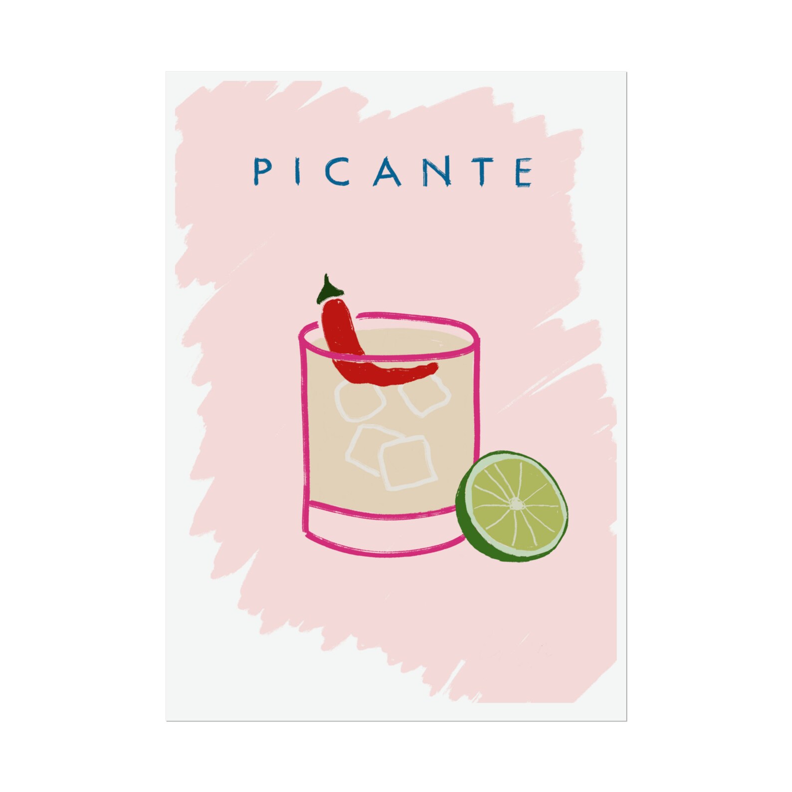 Picante Cocktail Print A3, Unframed, Cocktail Wall Art, Drinks Print ...