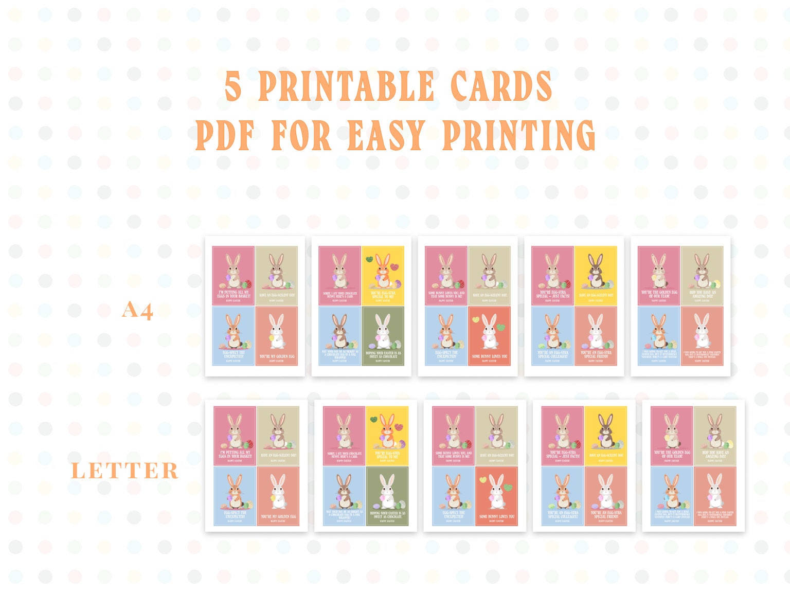 Happy Easter Printable Card Set Easter Eggs Postcard Digital Funny ...