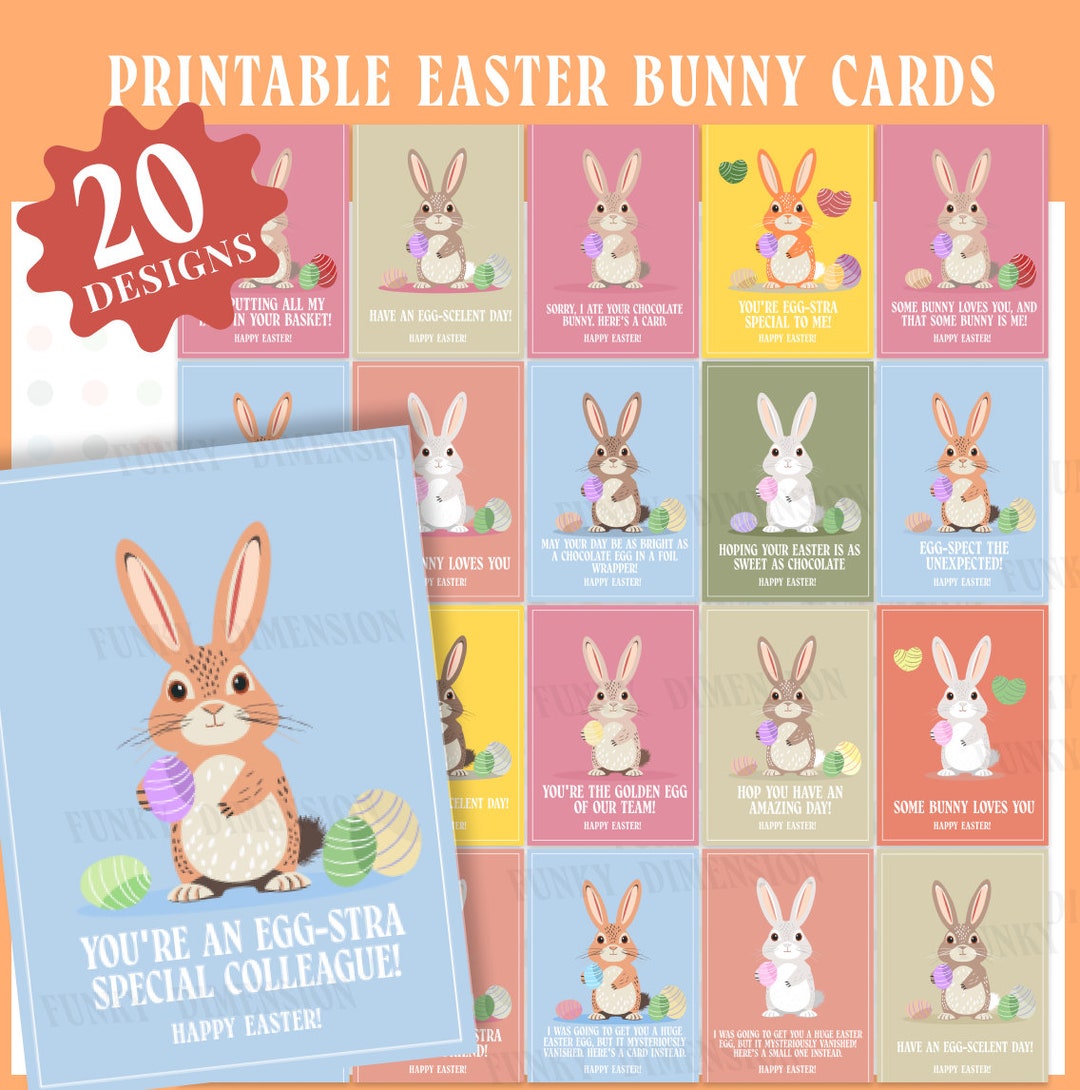 Happy Easter Printable Card Set Easter Eggs Postcard Digital Funny ...