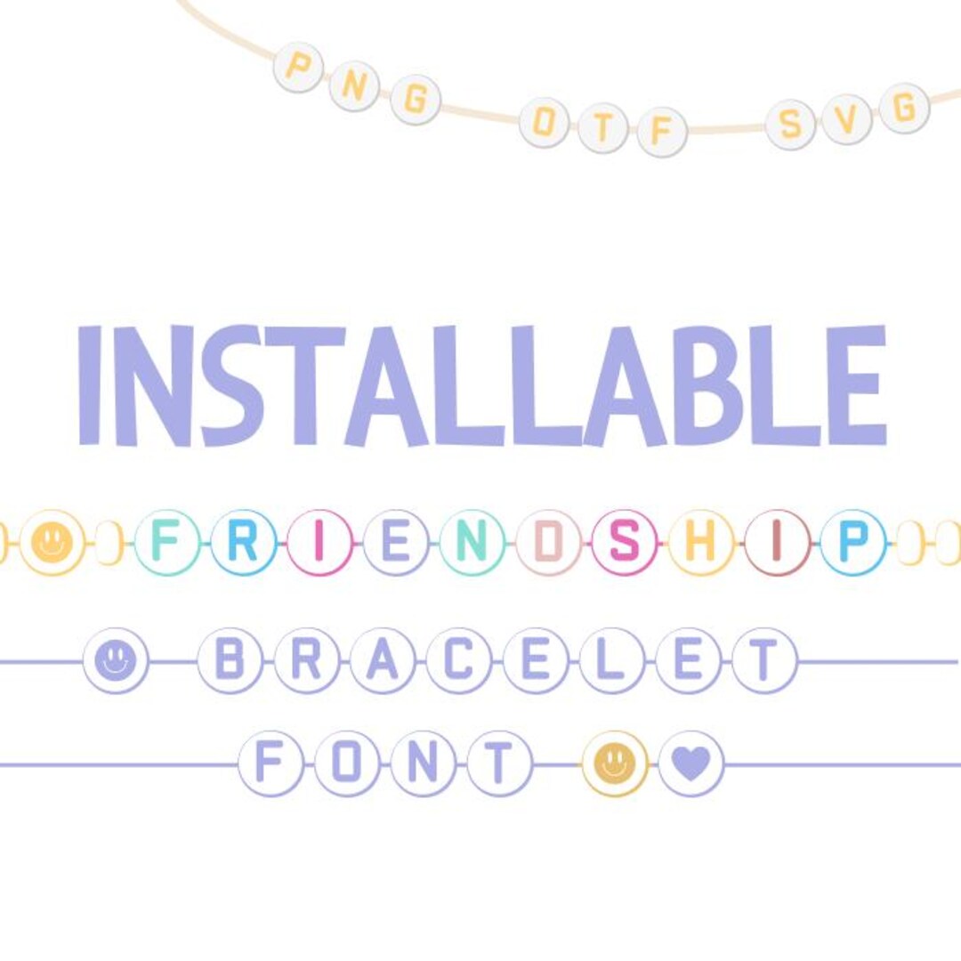 Friendship Bead Bracelet Font PNG OTF SVG, Sequin Alphabet Doodle ...