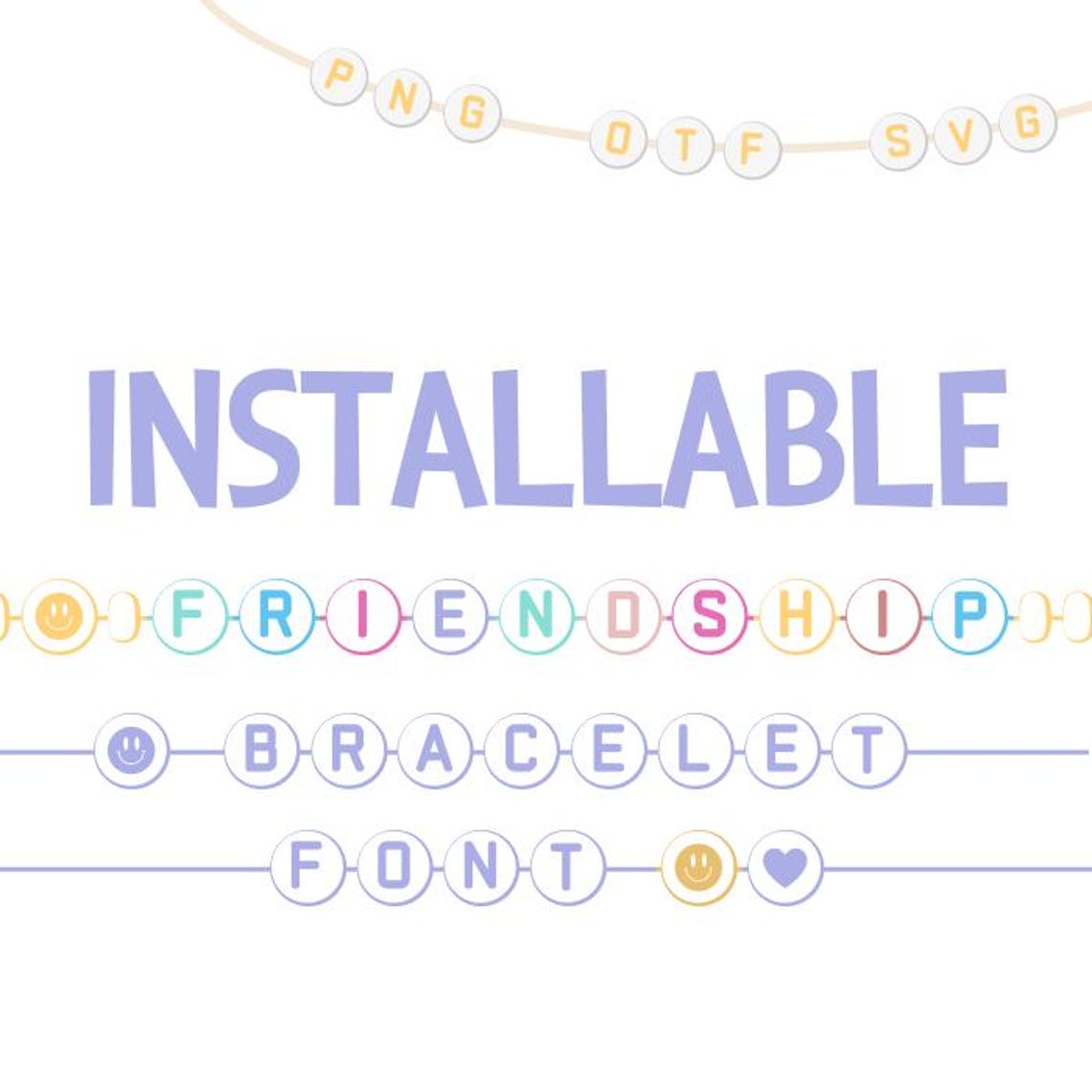 Friendship Bead Bracelet Font PNG OTF SVG, Sequin Alphabet Doodle ...