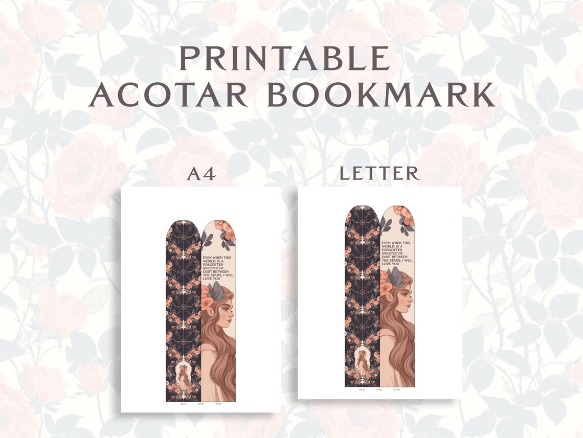 ACOTAR Bookmark, Sarah J. Maas Inspired Digital Download, Feyre ...