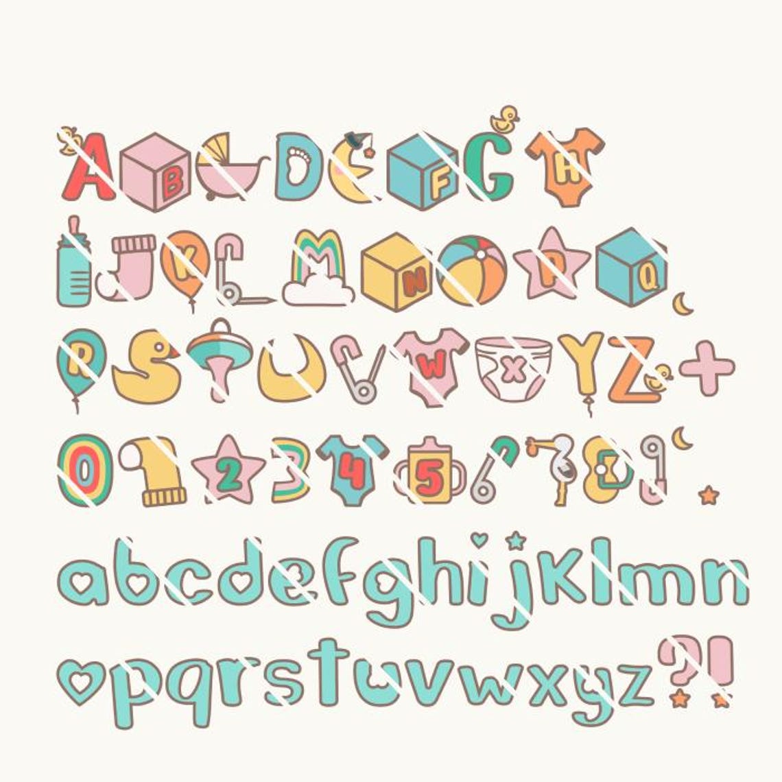Baby Font SVG PNG | Alphabet Clipart, Minimalist Nursery Doodle Letters ...