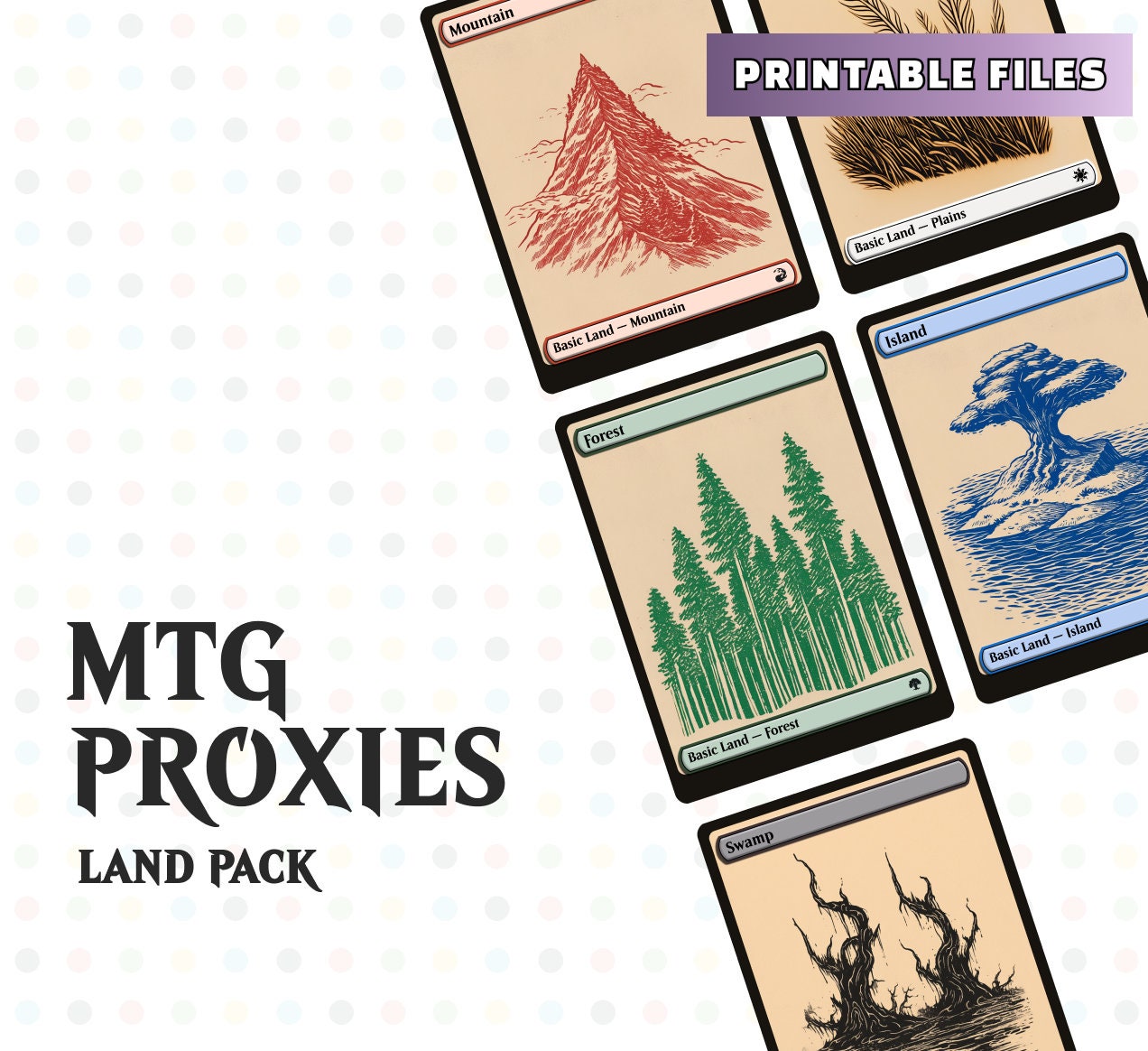 MTG Land Proxies - Alternate Art - Printable Magic Cards Package: Basic ...