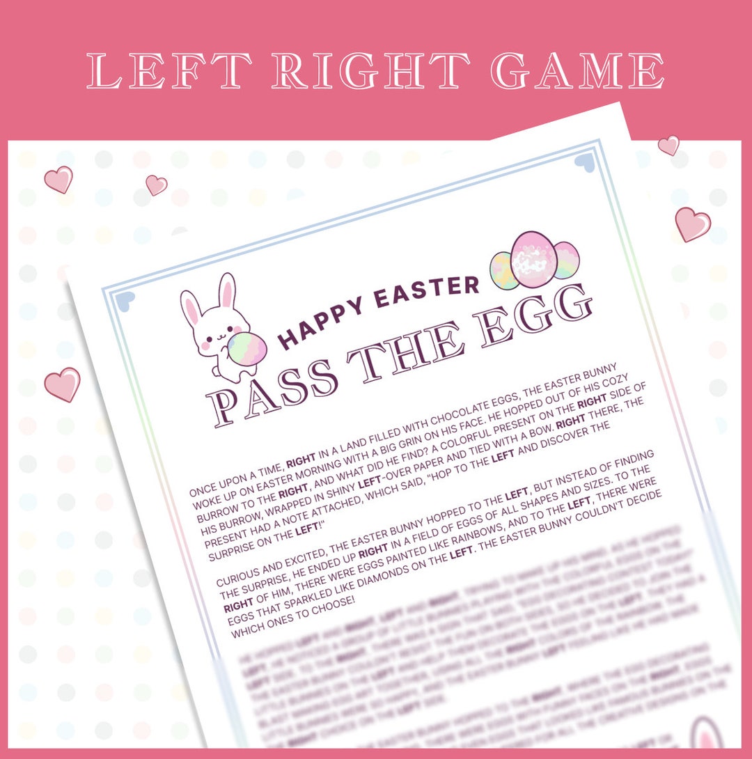 Easter Left Right Game Gift Exchange Pass the Present Game Easter Bunny ...