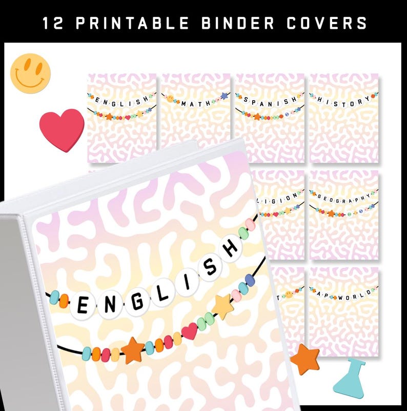 Printable Binder Cover, 1989 , Preppy School, Friends Bracelet Back to ...