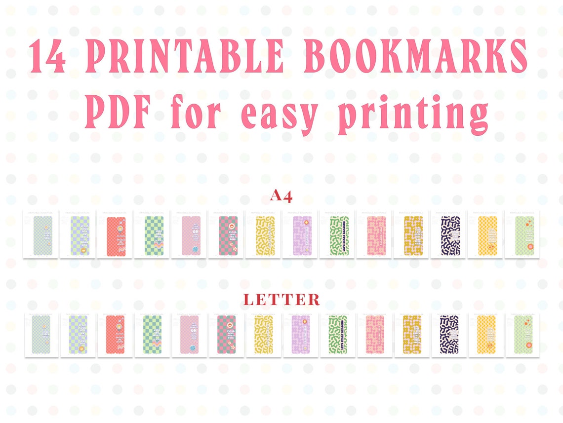 14 Printable Groovy Bookmarks Book Readers Girly Hippie Retro Pattern ...