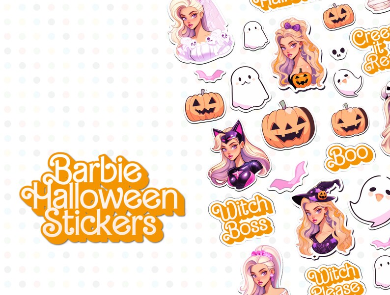 Halloween Stickers Pack Pink Letters Printable Digital Art - Etsy