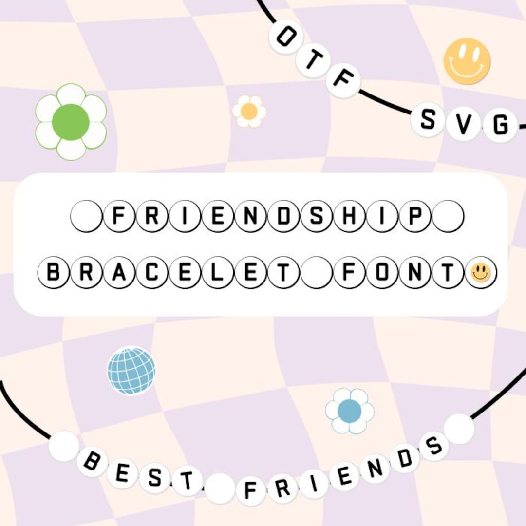 Friendship Bead Bracelet Font OTF SVG, Sequin Alphabet Doodle Letters ...