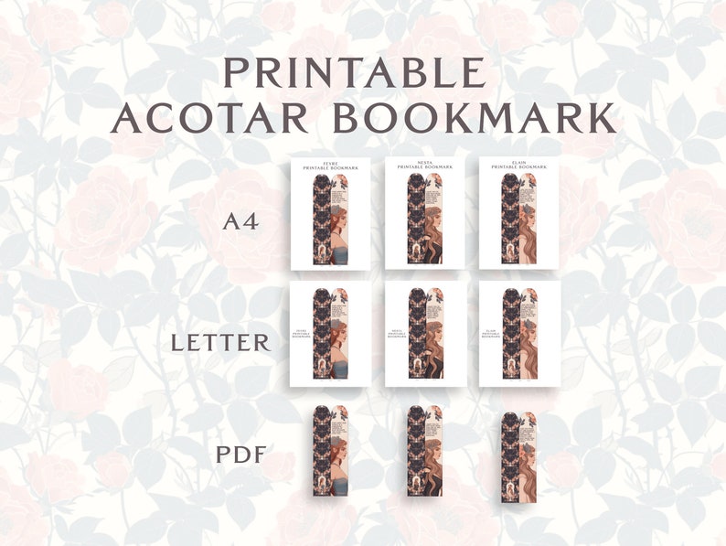 3 ACOTAR Printable Bookmarks, Sarah J. Maas Inspired Digital Download ...