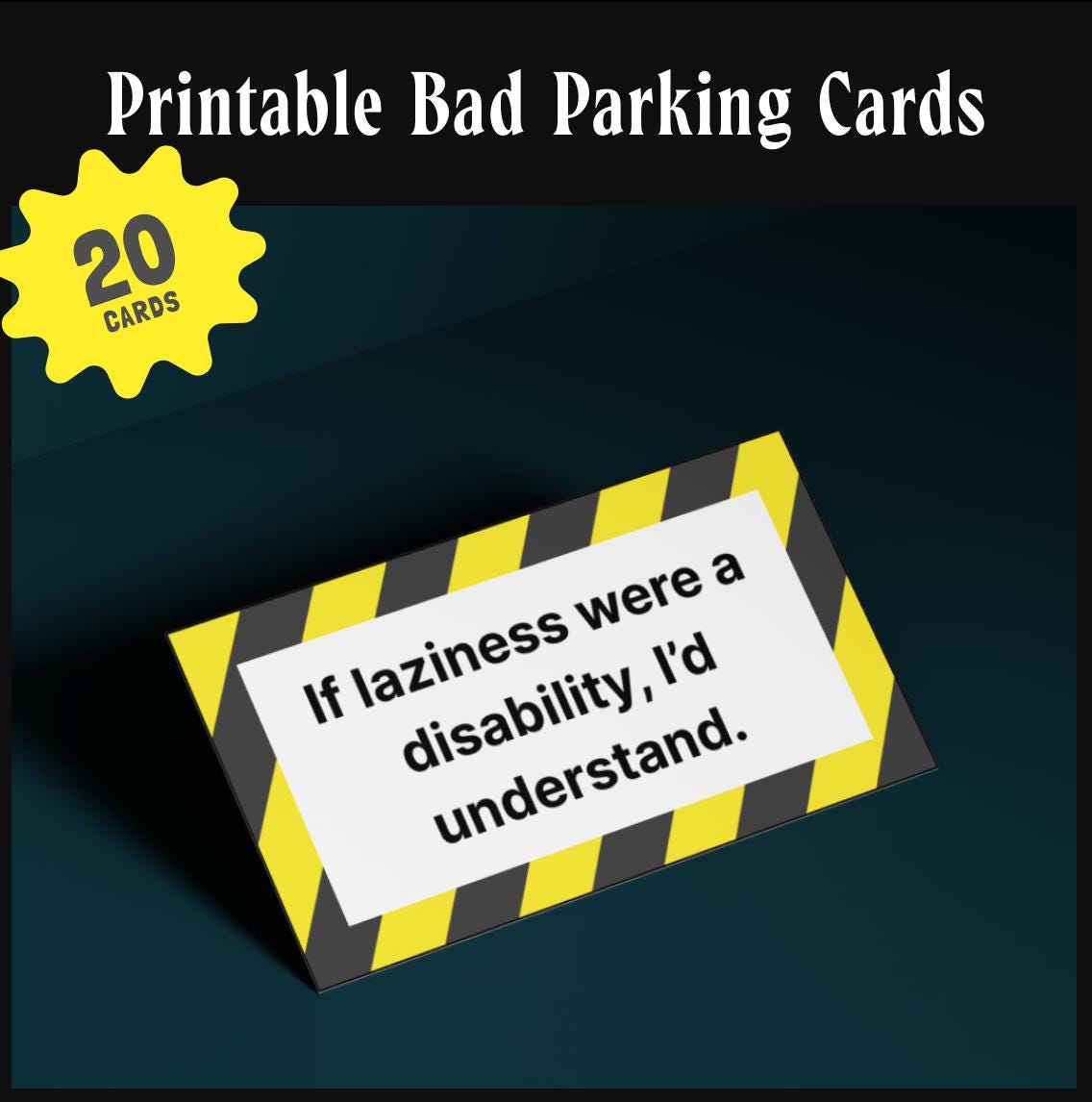 Printable Bad Parking Cards, Funny Fake Parking Ticket, You Park Like ...