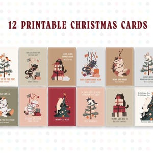 Funny Cat Christmas Cards, in Unique Illustrations | Cat-mas Card Set ...
