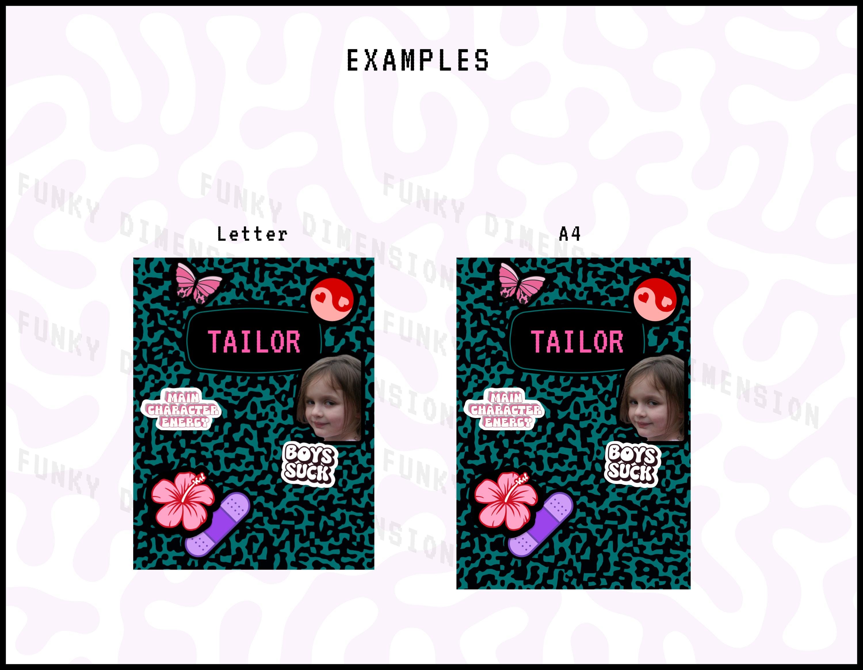 Custom Printable Binder Cover, Preppy Back to School Taylor Composition ...