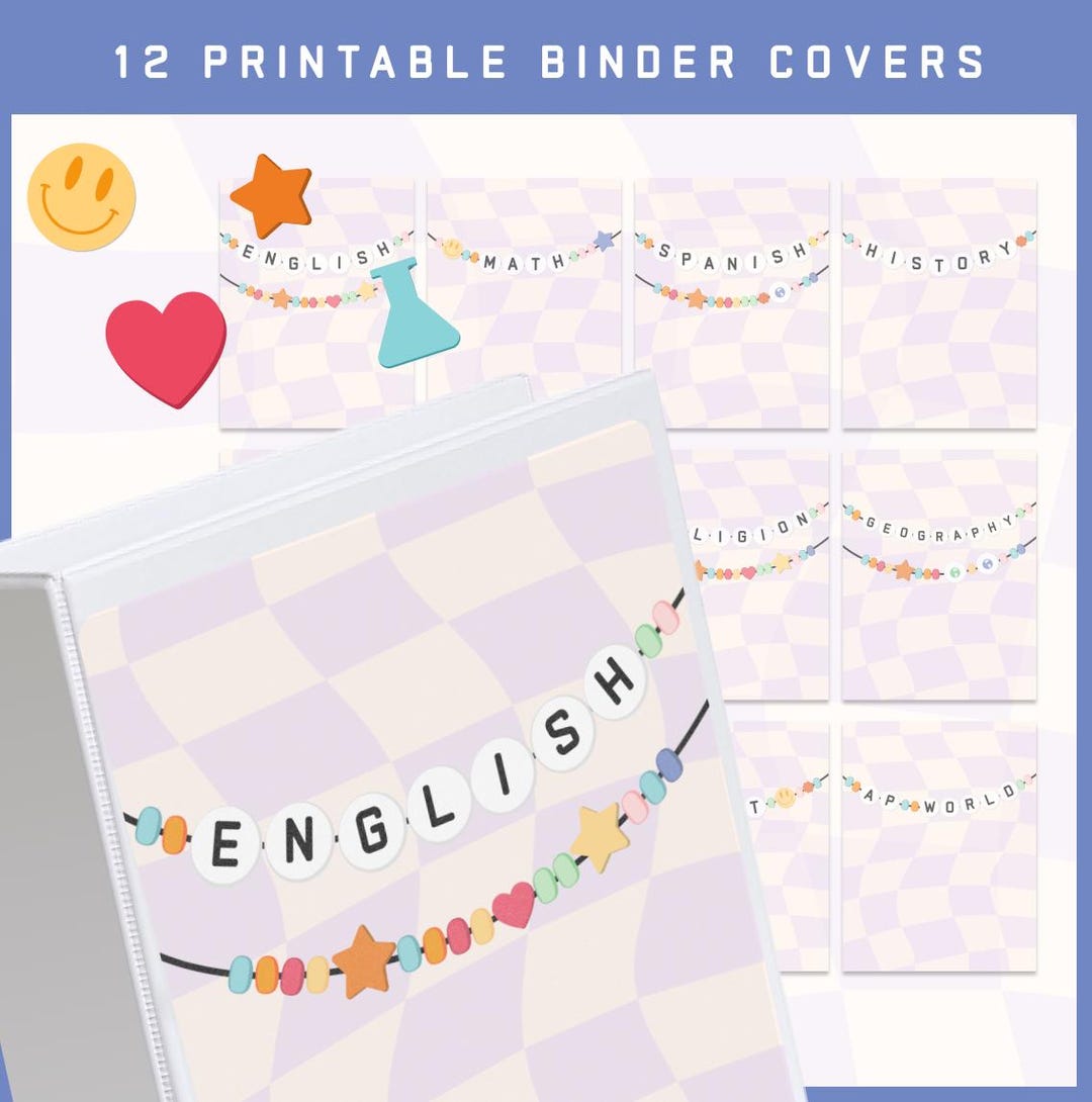 Printable Binder Cover, 1989, Preppy School Binder, Friends Bracelet ...