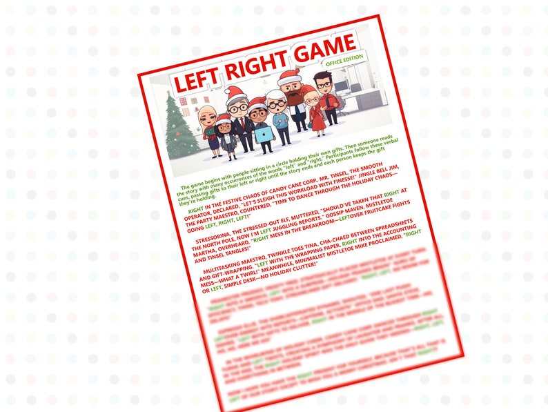 Christmas Left Right Game for Office Christmas Game, Team Building ...