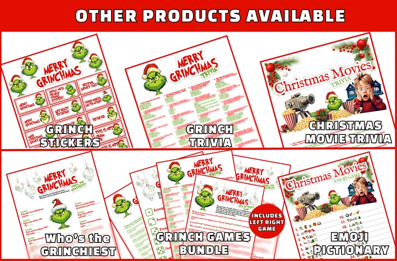 Christmas Grinch Games Bundle 4 Printable Games for Game Night Fun ...
