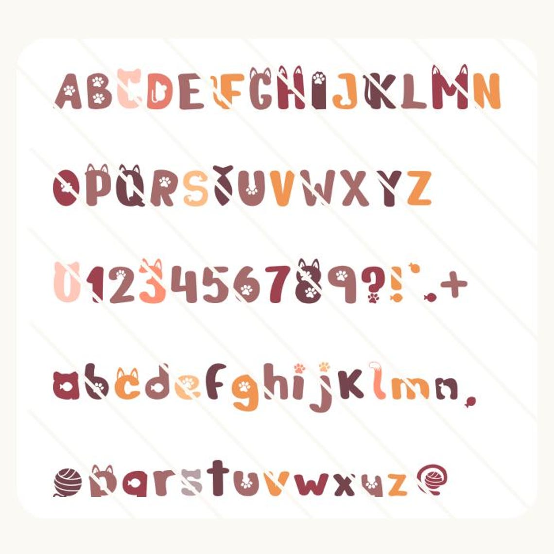 Kitty Cat Font SVG OTF PNG, Alphabet Doodle Letters Lettering Feline ...