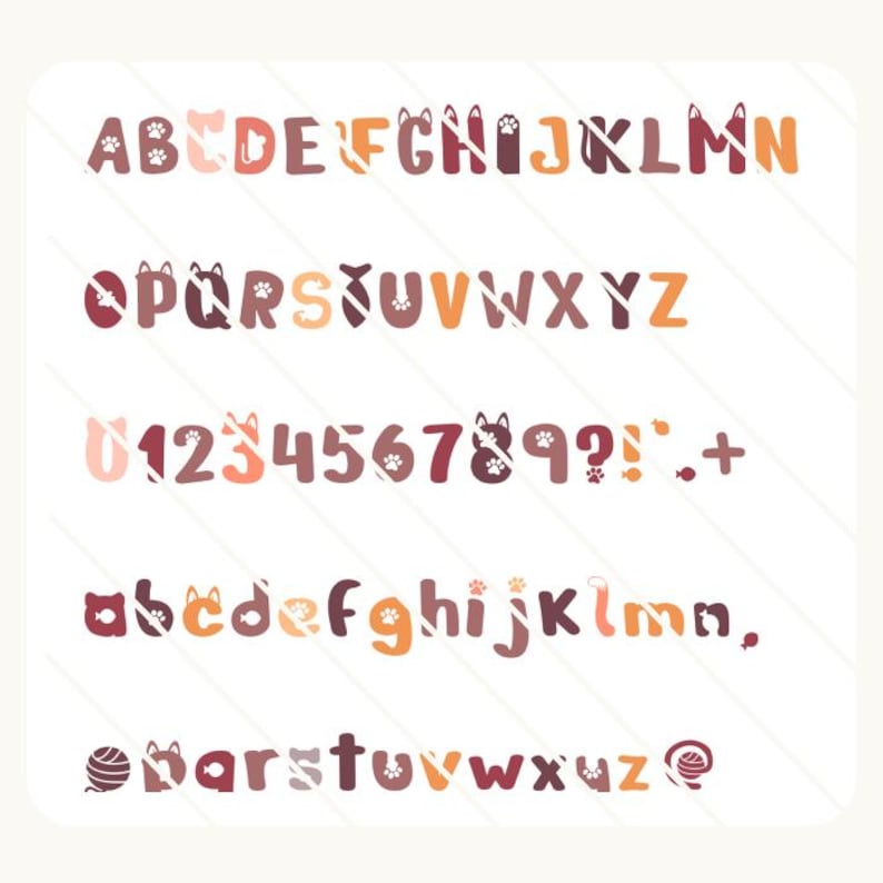 Kitty Cat Font SVG OTF PNG, Alphabet Doodle Letters Lettering Feline ...