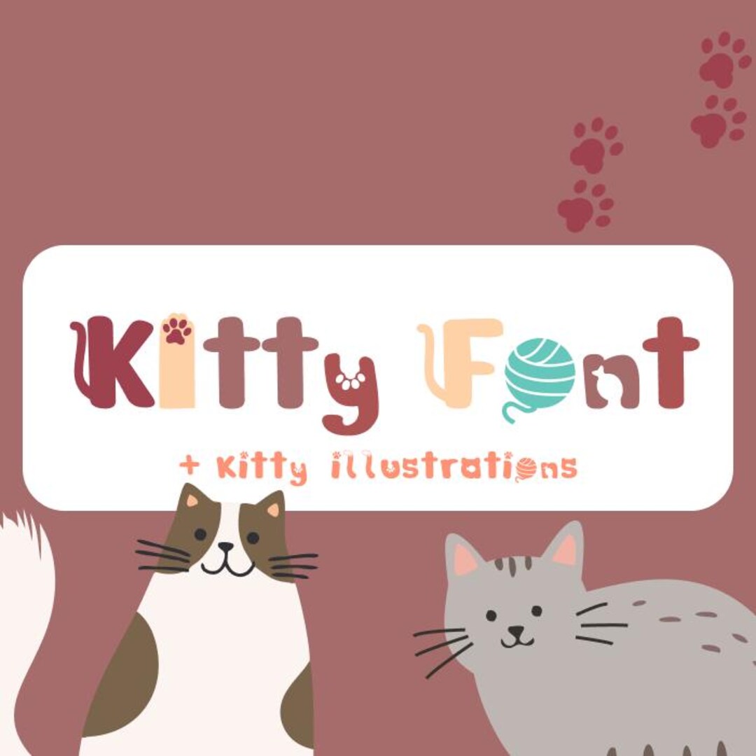 Kitty Cat Font SVG OTF PNG, Alphabet Doodle Letters Lettering Feline ...