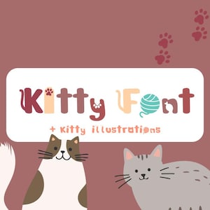 Kitty Cat Font SVG OTF PNG, Alphabet Doodle Letters Lettering Feline ...