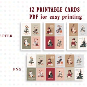 Funny Cat Christmas Cards, in Unique Illustrations | Cat-mas Card Set ...