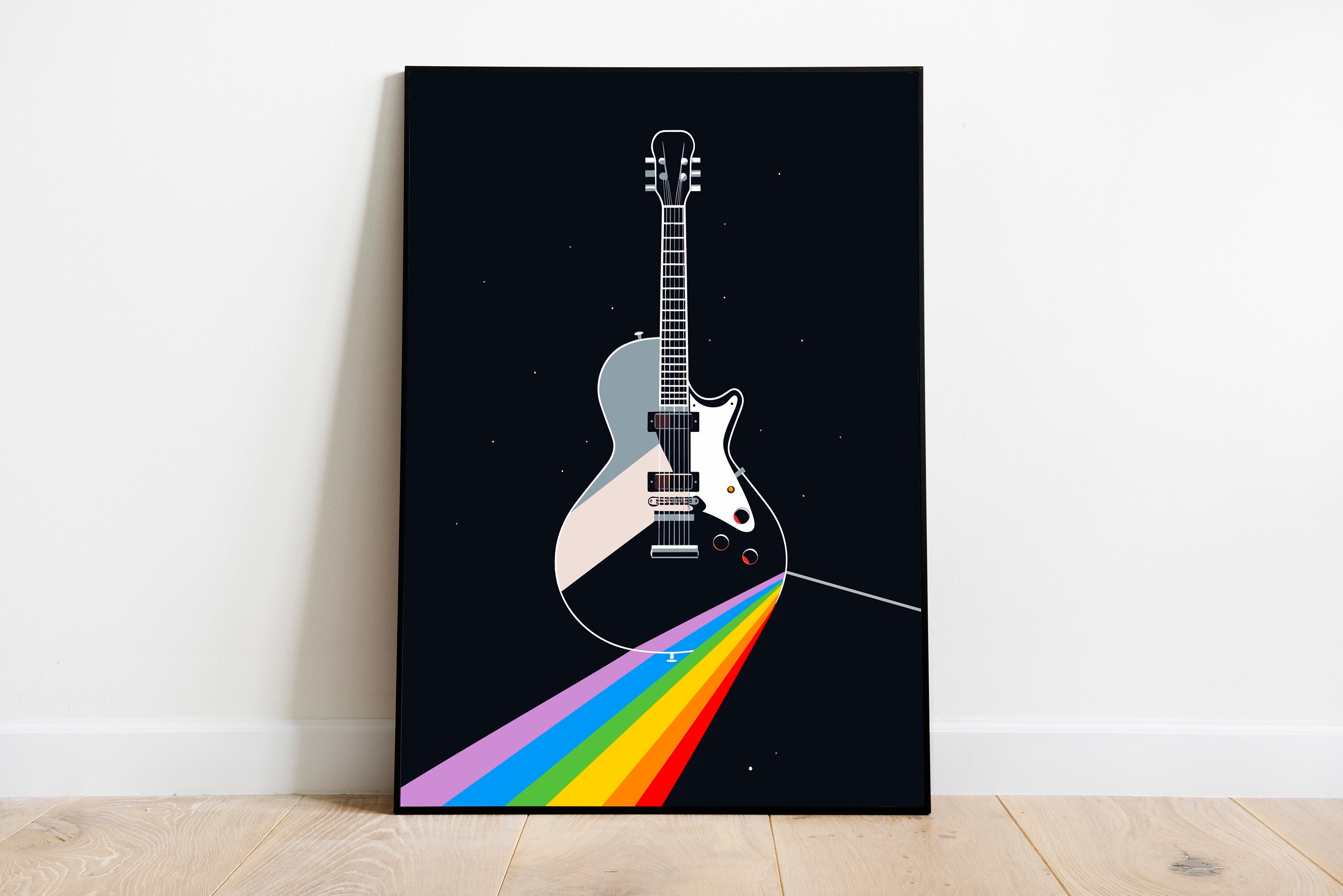 Pink Floyd Inspired Guitar Poster Dark Side of the Moon Album Inspired ...