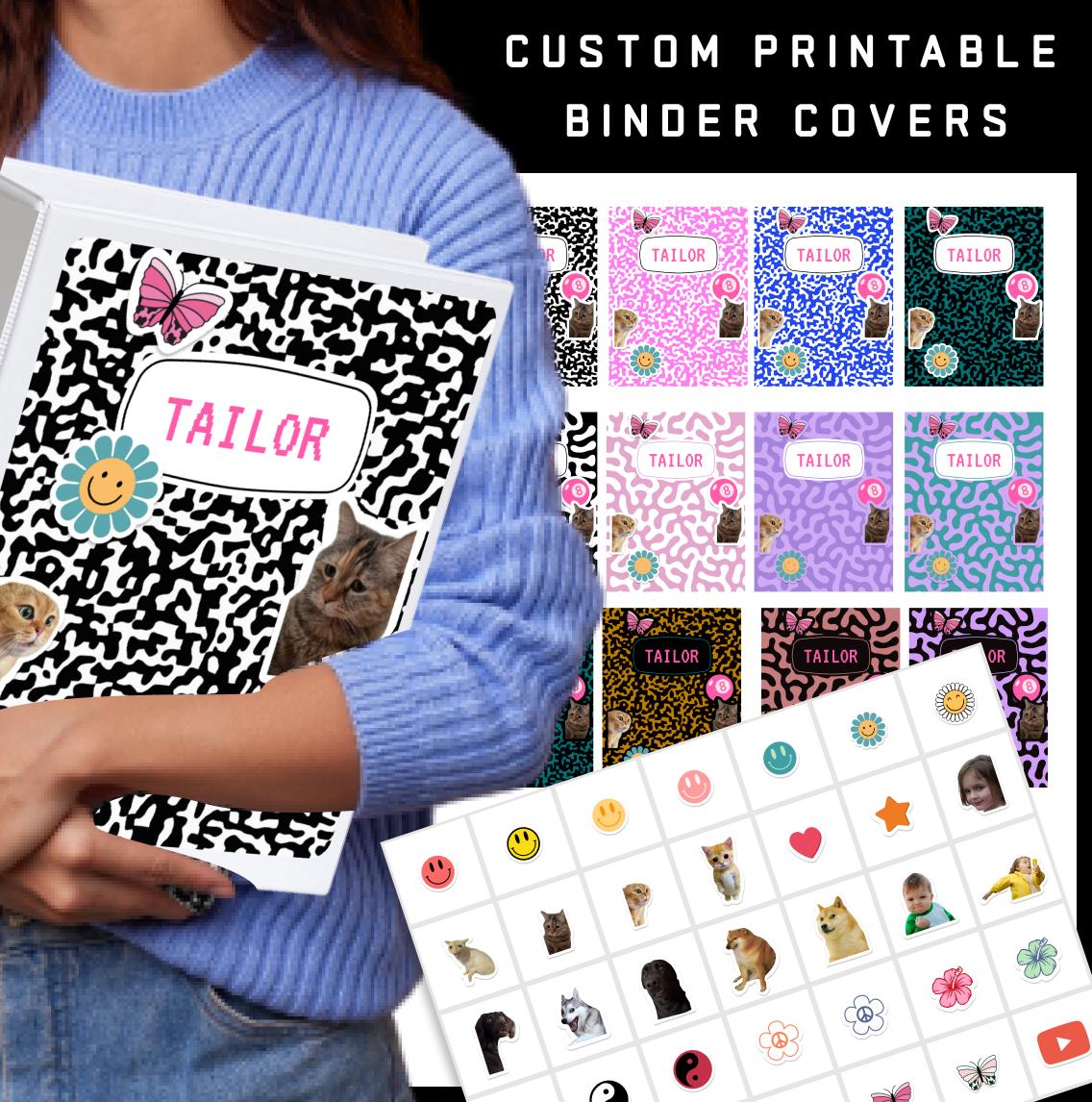 Custom Printable Binder Cover, Preppy Back to School Taylor Composition ...