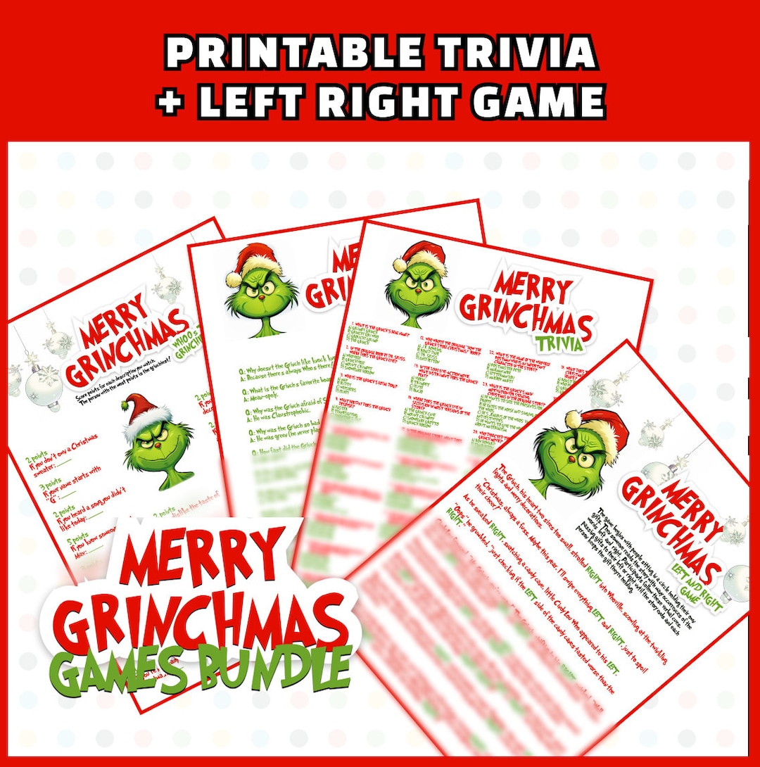 Christmas Grinch Games Bundle 4 Printable Games for Game Night Fun ...