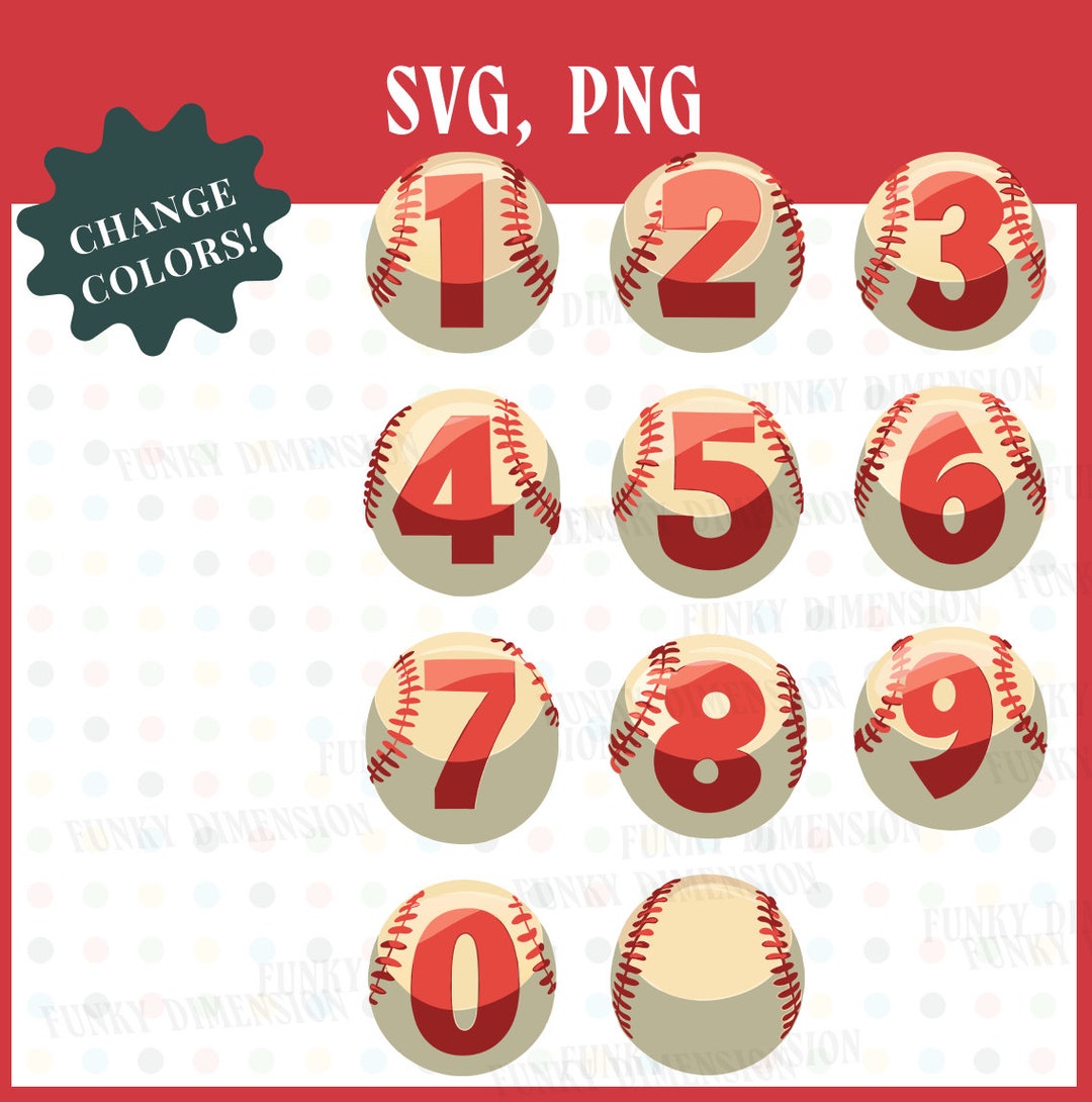 Baseball Font Varsity Numbers SVG Clipart Collection for DIY Balls ...