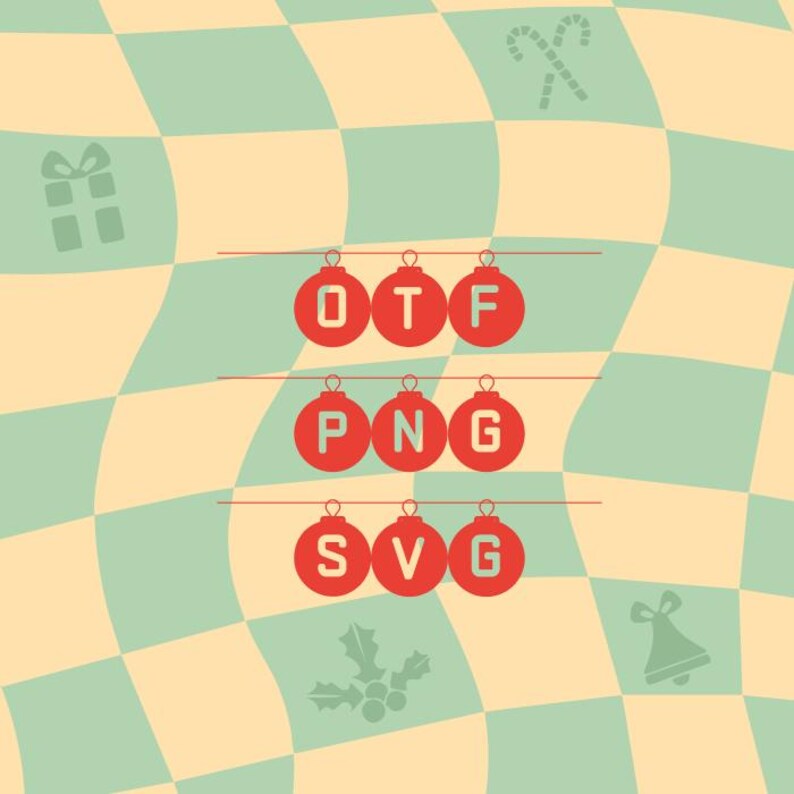 Christmas Ornament Font OTF SVG PNG, Holiday Bauble Alphabet, Doodle ...