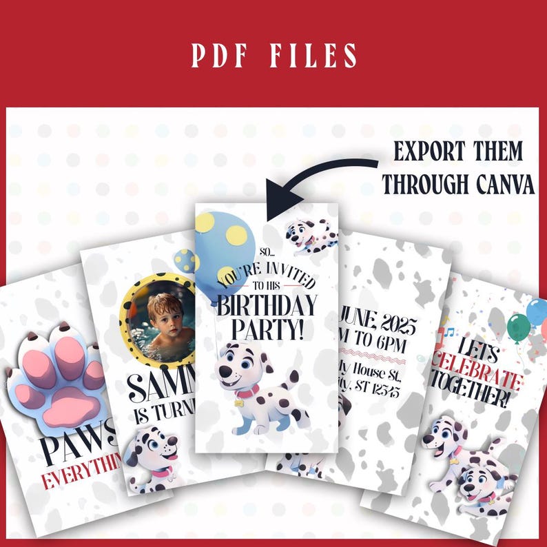 Animated Dalmatian Video Invitation Clipart Editable Invite Marshall ...