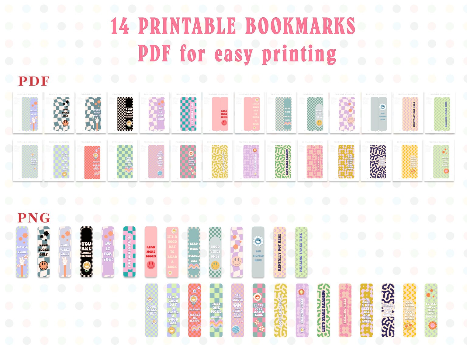28 Printable Retro Bookmarks for Book Readers Girly Hippie Retro ...