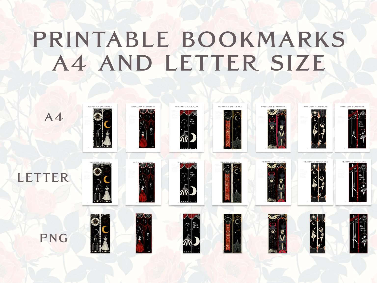 Printable Bookmarks Night Circus Inspired for Book Lovers, Illusionists ...