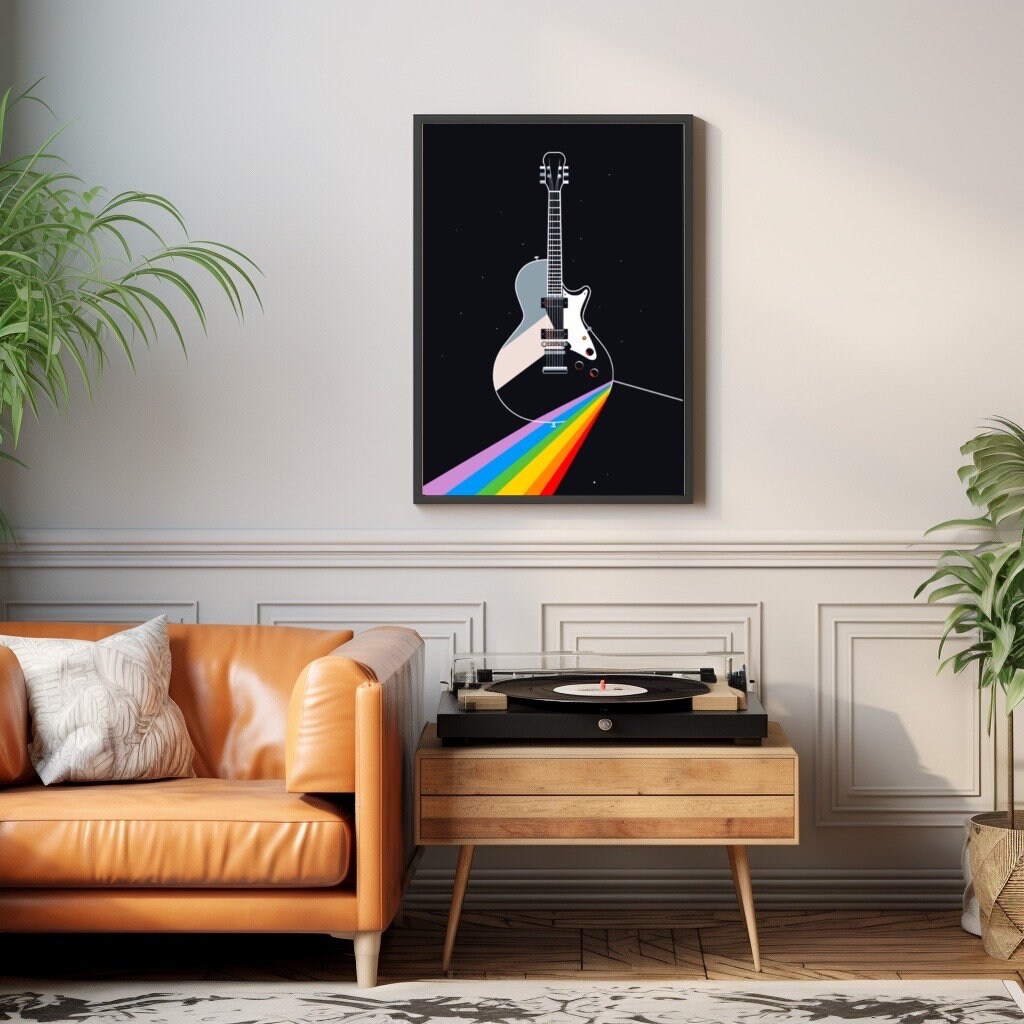 Pink Floyd Inspired Guitar Poster Dark Side of the Moon Album Inspired ...