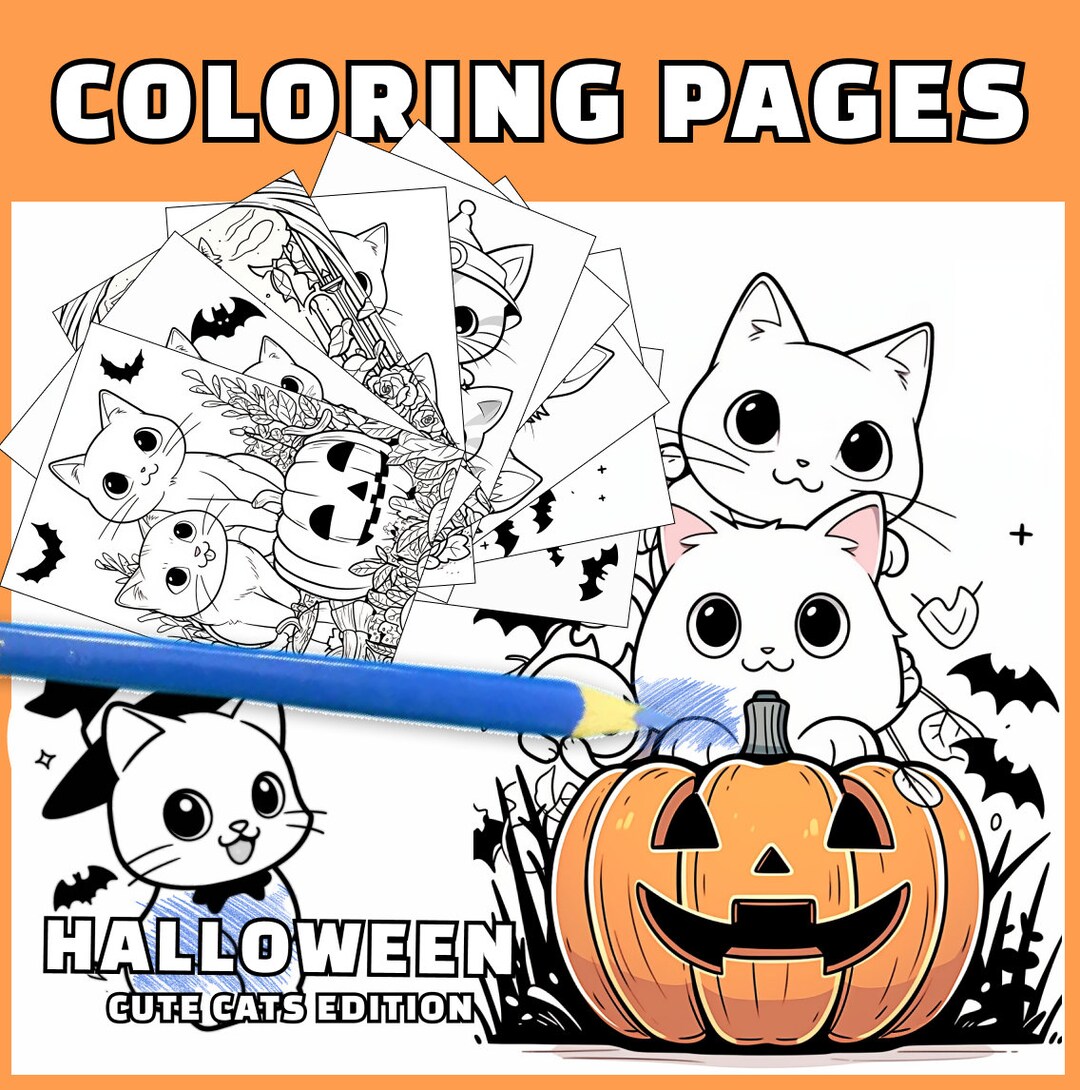 Halloween Coloring Pages - Cute Cats - Kids Cute and Sheets Classroom ...