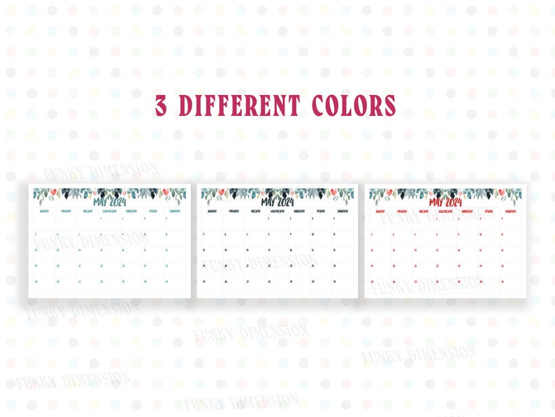 May Calendar With Watercolor Design: Elegant, Simple Layout for Spring ...