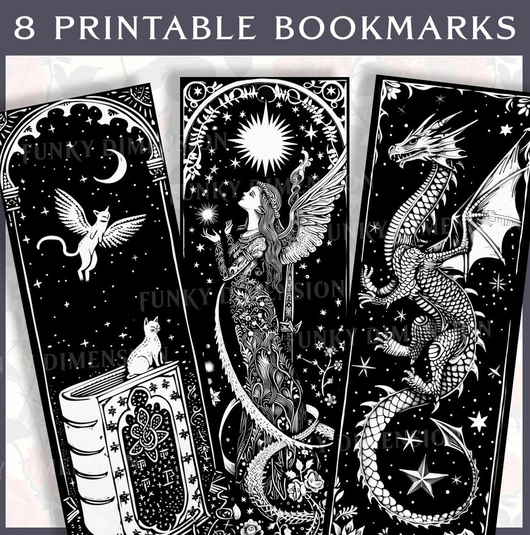 Printable Bookmarks Dark Fantasy Magic for Fantasy Book Lovers, Dragons ...