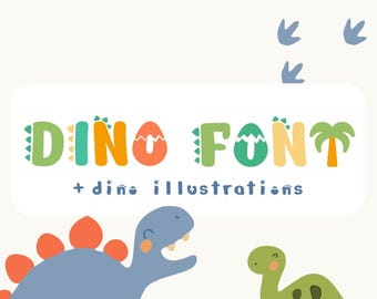 Cute Dinosaur Font SVG OTF, Dino Alphabet Doodle Letters, Unique ...