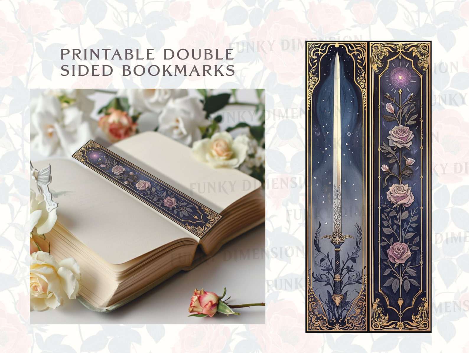 Printable Bookmarks | Rose Sword Magical for Book Lovers, Witchy ...