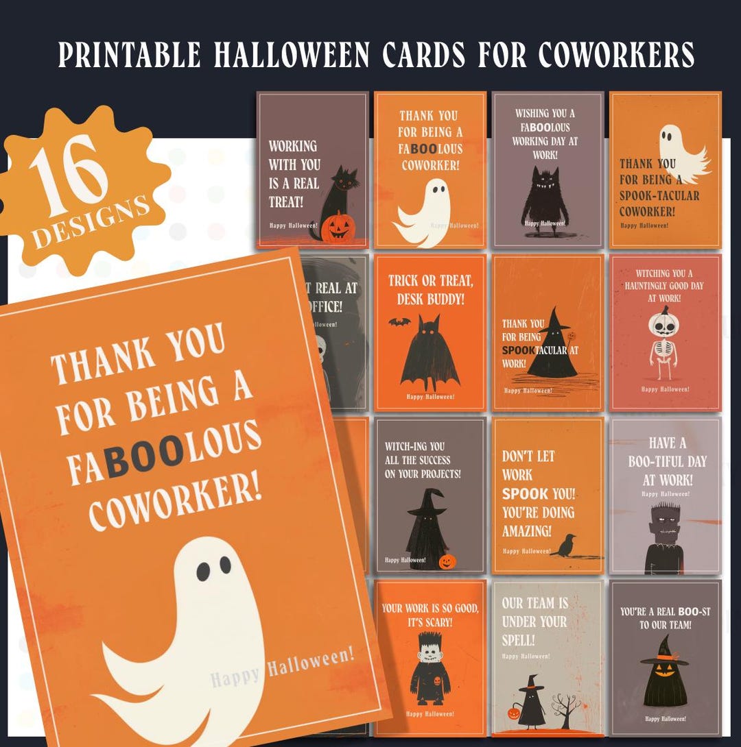 Printable Happy Halloween Cards for Coworkers–appreciation Celebration ...