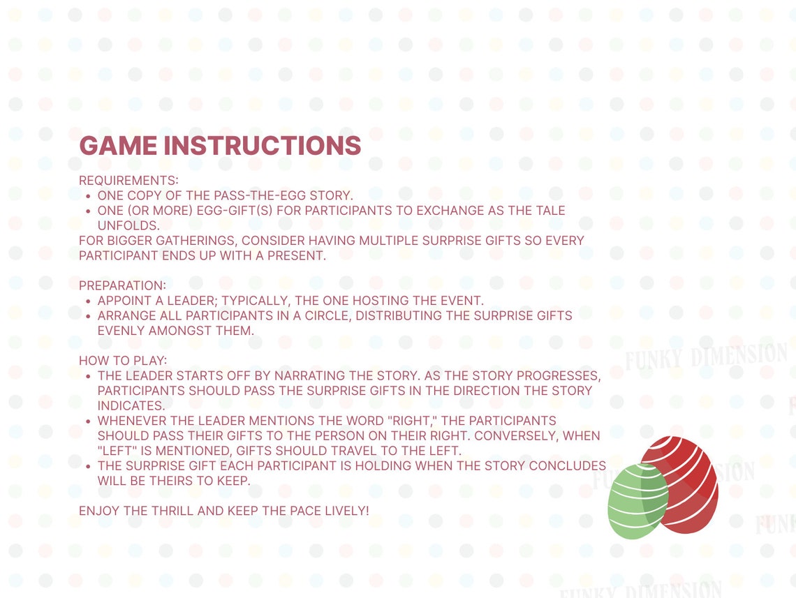 Easter Left Right Game Easter Egg Exchange Pass the Present Game Easter ...
