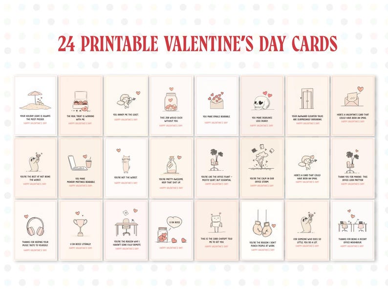 24 Printable Valentines Day Cards for Coworkers Gift Tag Sarcastic ...