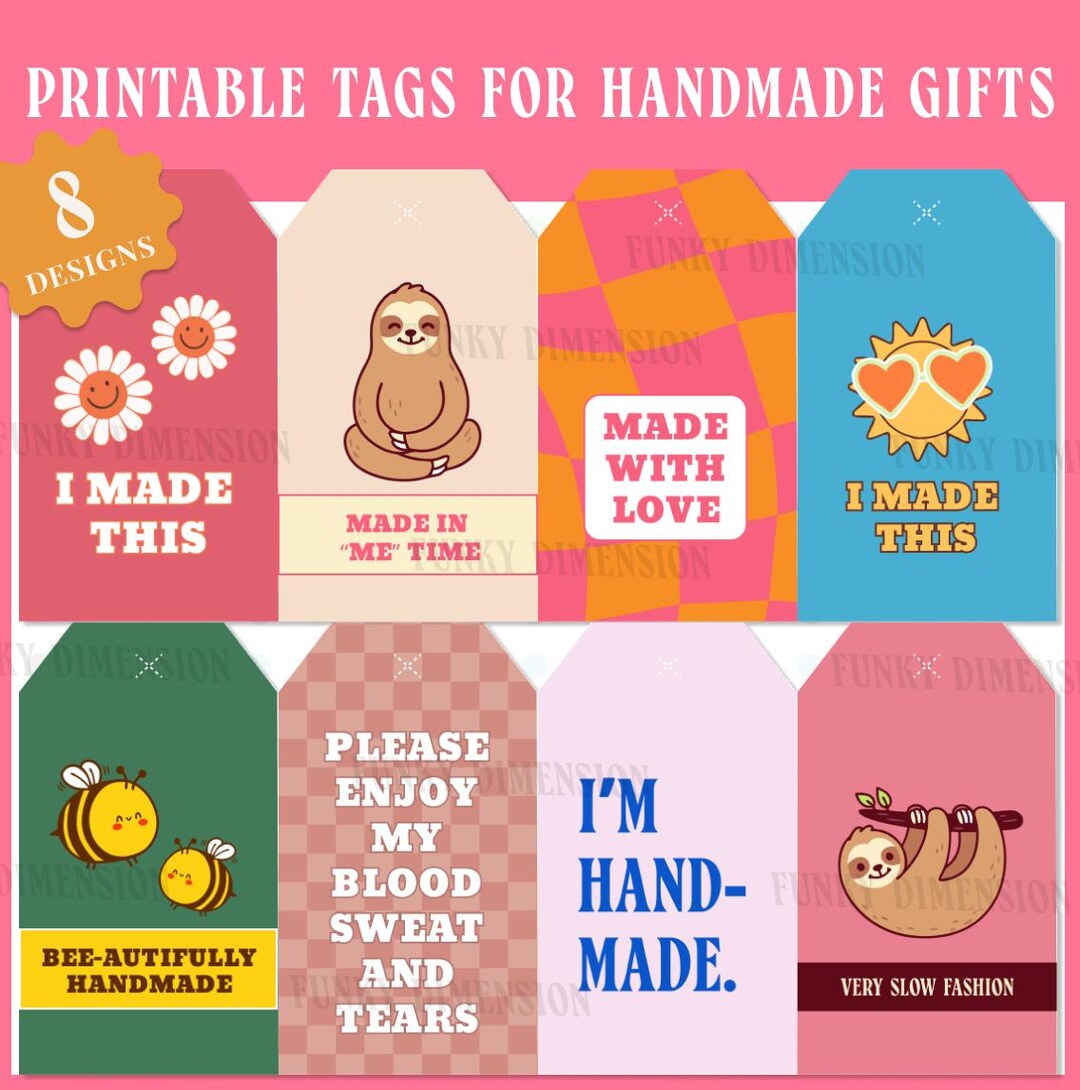 Printable Tags for Handmade Gifts| Labels for Crochet, Knitting, Sewing ...