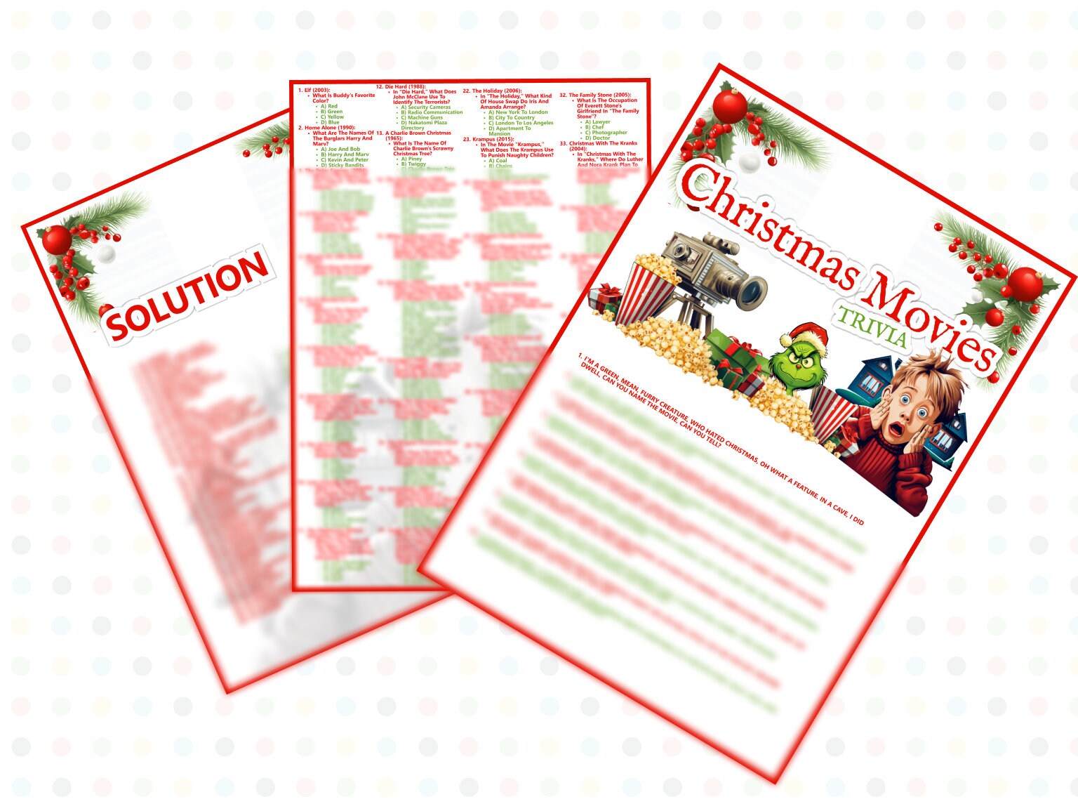 Christmas Movie Trivia - Party Game - Printable Christmas Game Night ...