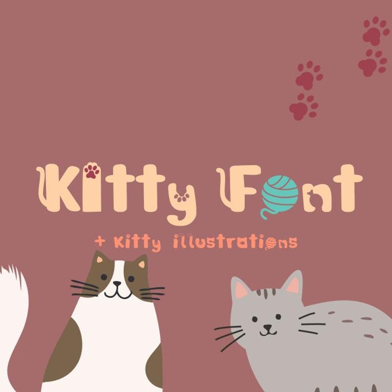 Kitty Cat Font SVG OTF PNG, Alphabet Doodle Letters Lettering Feline ...