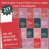 Funny Valentines Cards for Coworkers, Work Valentine Card for Boss, Printable Valentine's Gift ...
